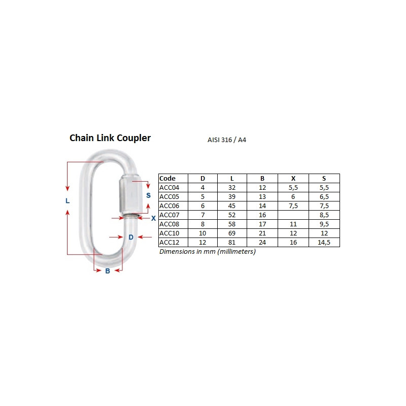 Chain Link Coupler 5mm stainless